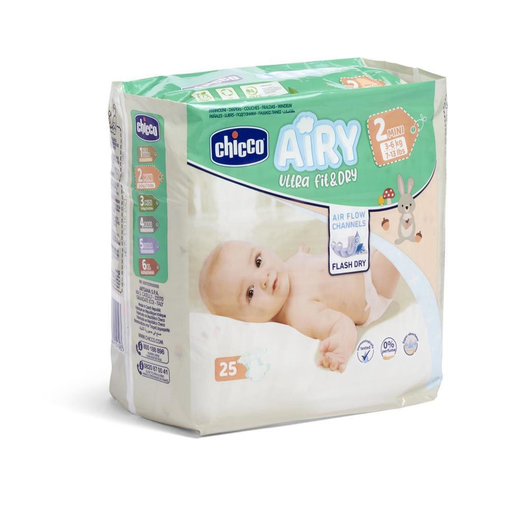 Chicco Airy Pleny jednorázové 2 Mini (3-6 kg) 25 ks | Nejbaby.cz